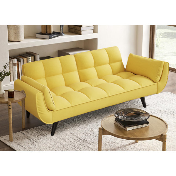 Ebern Designs Jale 74'' Velvet Convertible Sofa | Wayfair